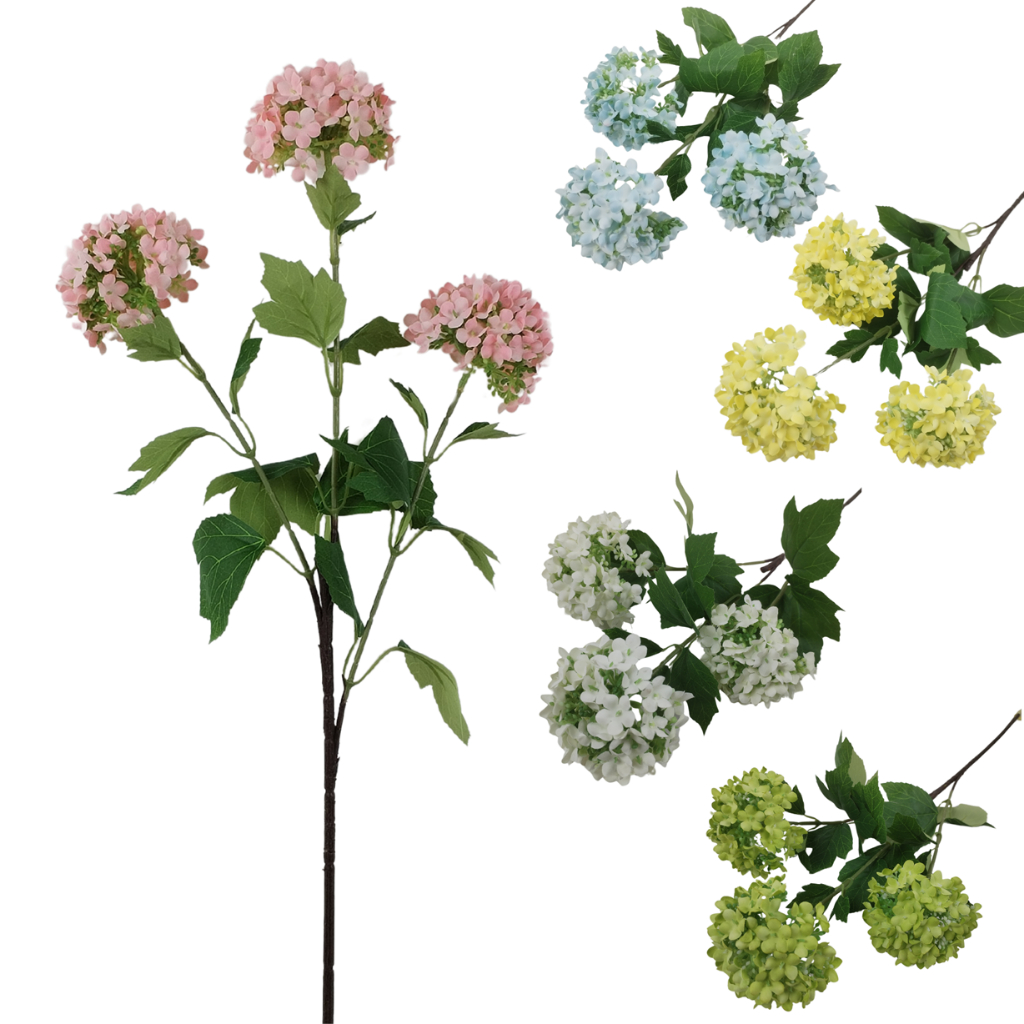 Artificial Snow Ball Flower x 3 /Bunga Bola Salji Hiasan/ 仿真雪球花 / Wood ...