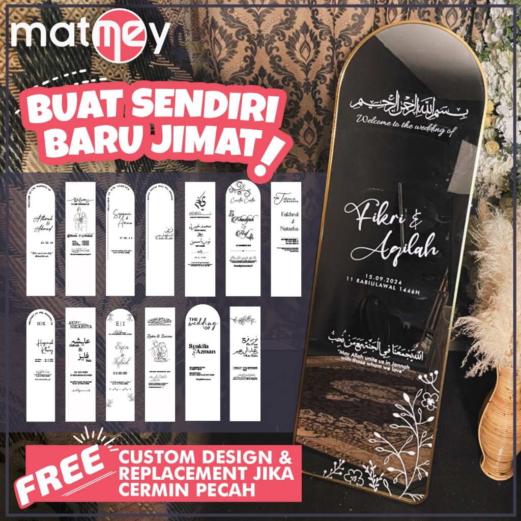 DIY Cermin Kahwin PANJANG - wedding mirror / cermin bulat / mirror ...