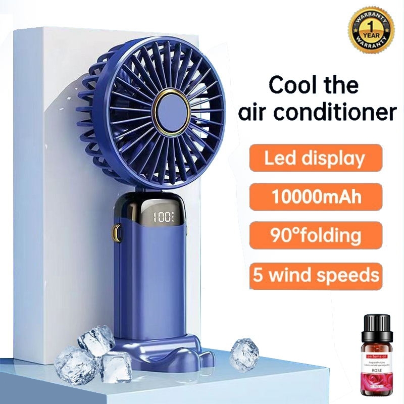 Mini Handheld Fan 10000mAh Battery Portable 4Speed Silent Wind USB ...