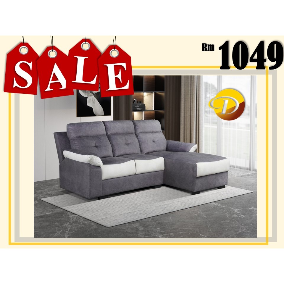 𝐑𝐄𝐀𝐃𝐘 𝐒𝐓𝐎𝐂𝐊 DB LUXURY L-Shape Fabric Sofa [DB 2224 GREY] | Shopee Malaysia