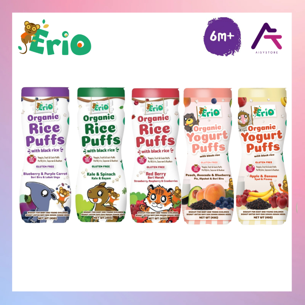 Erio Organic Black Rice Puff | Organic Black Rice Yogurt Puffs - 45g ...
