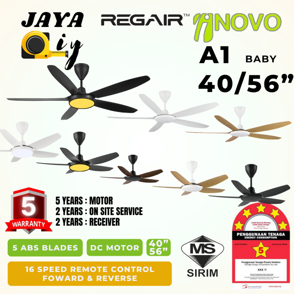 REGAIR INOVO A1 Led 40"/56" BABY Ceiling Fan DC Motor Remote Control ...