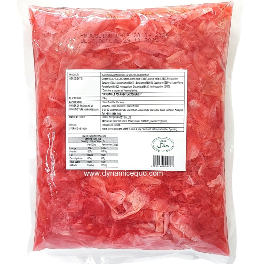 Gari Shoga Pink 1.5kg Halal Seasoned Sushi Ginger Pink | Shopee Malaysia