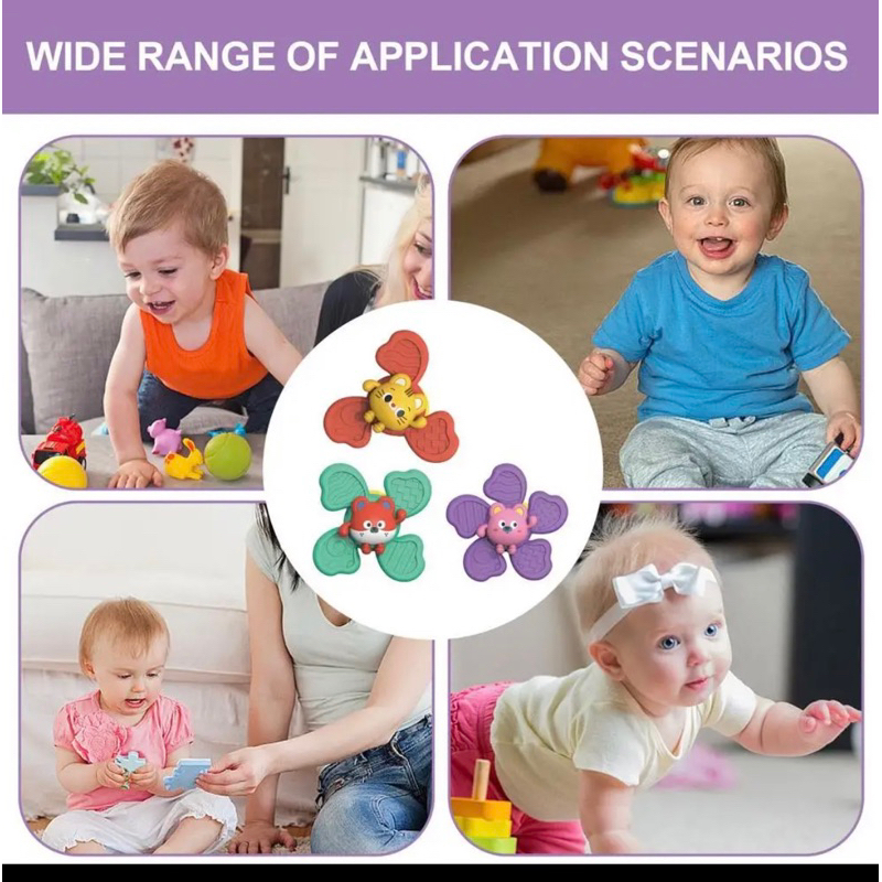 Spinner Toy Baby Rattles Toys Suction Cup Bath Fingertip Fun Spinning ...