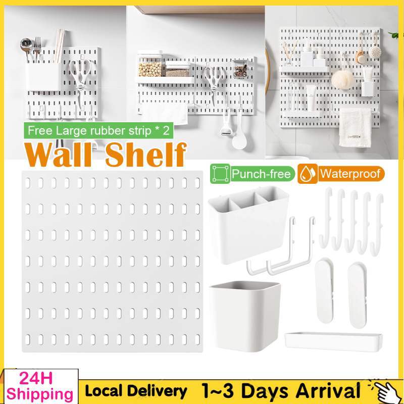 🏠New Wall Pegboard Organizer Wall Shelf Accessories Hanger Board For ...