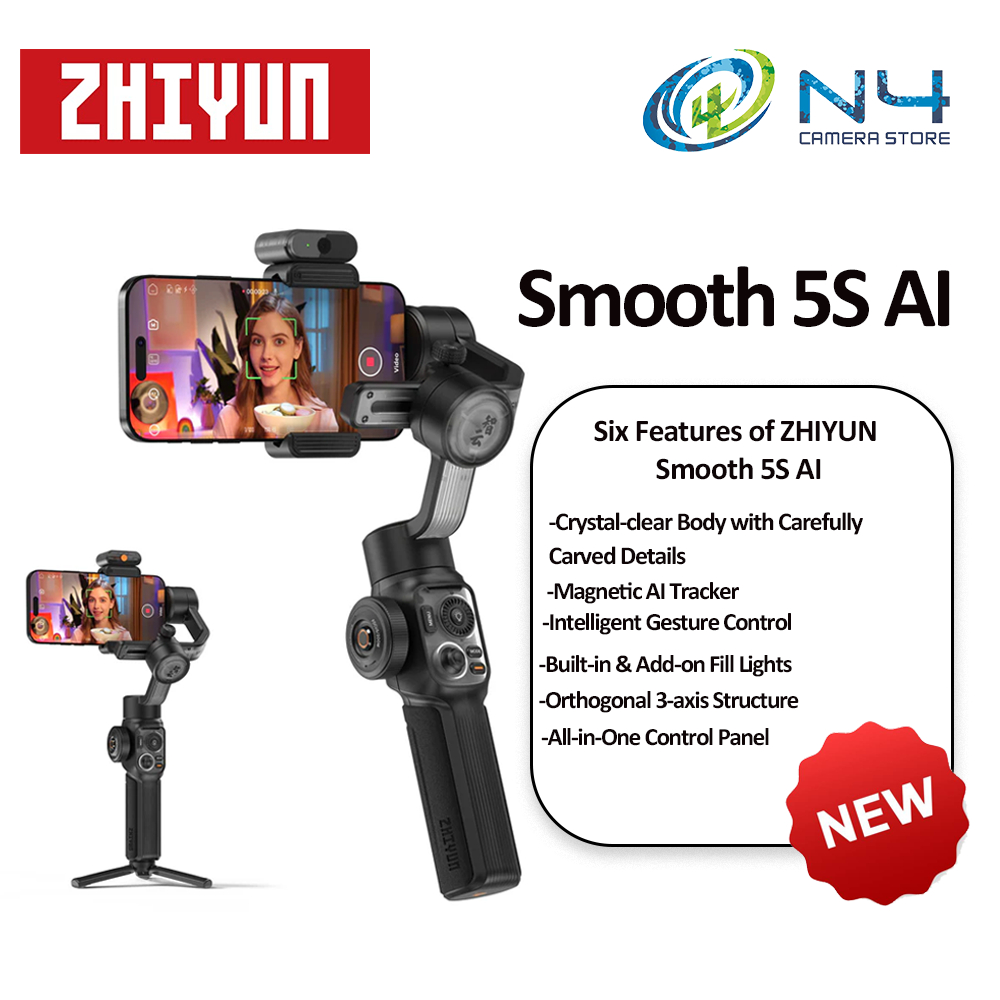 Zhiyun Smooth 5S AI Smartphone Gimbal Stabilizer 3 Axis with tripod ...