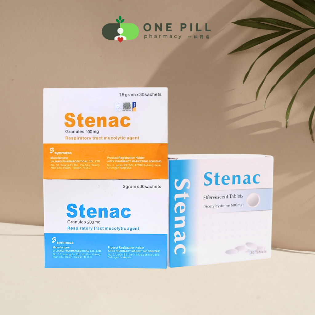 Stenac Granules/ Effervescent Tablets Acetylcysteine (100mg/ 200mg ...