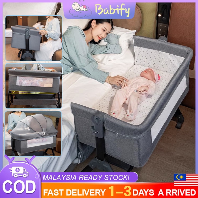 COD Baby Cot Portable Crib Large bed spliced FoldableBaby Cradle Boleh ...