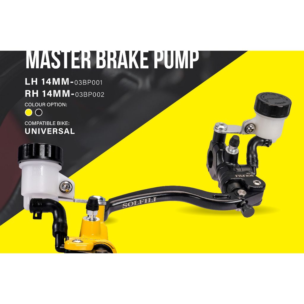 SOLFILI 14MM MASTER BRAKE PUMP LH & RH (BLACK /YELLOW) BRAKE PUMP KIRI ...