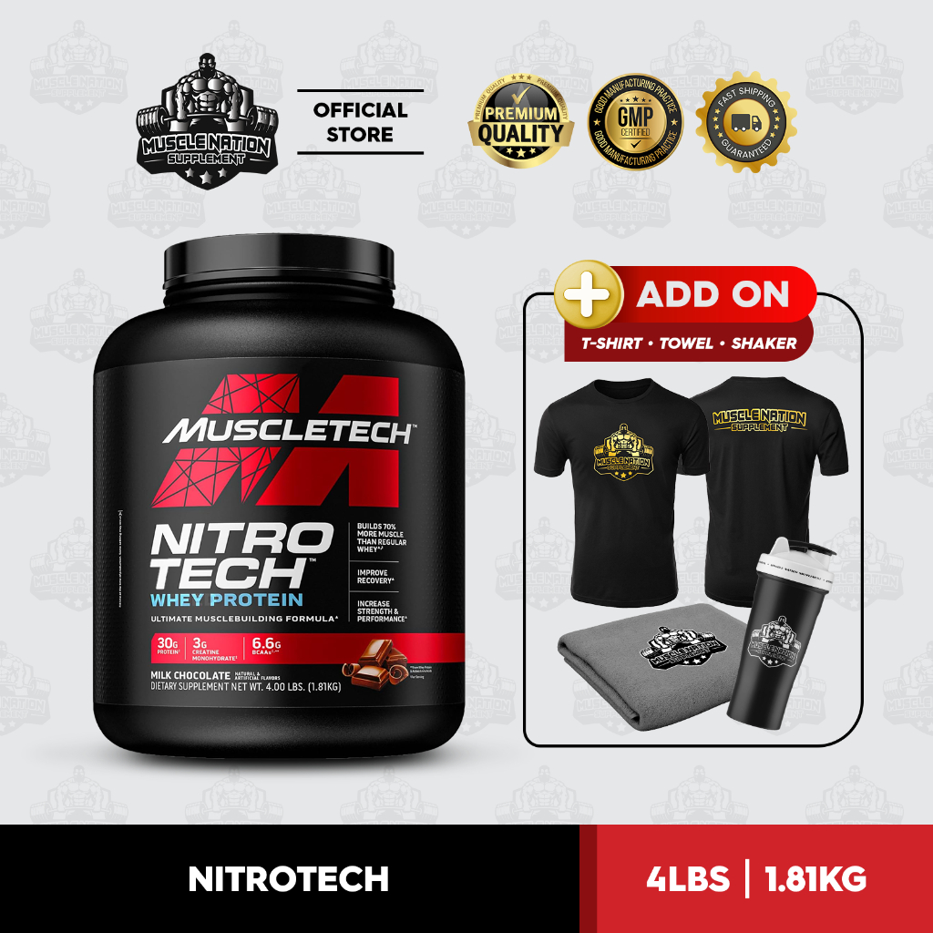 MuscleTech Nitro Tech 4lbs/1.8kg - Premium Whey Blend, Fast Muscle ...