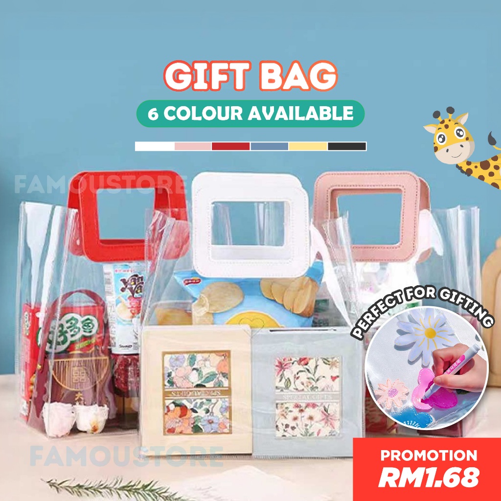 1PC Beg Tote PVC Lutsinar PVC Handle Tote Bag Double Layer Transparent ...