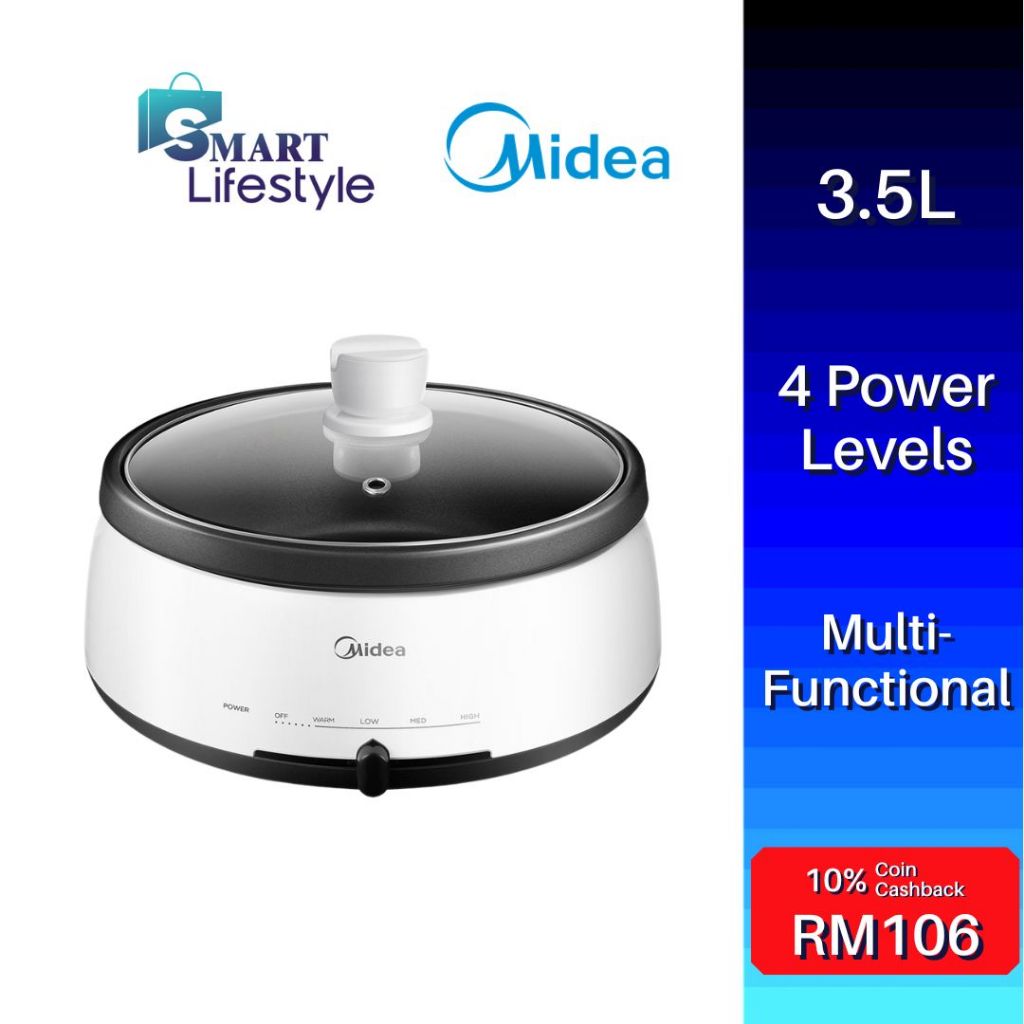 Midea 3.5L Multi Cooker with Non-Stick Coated MMC-EC1335-WH | Shopee ...