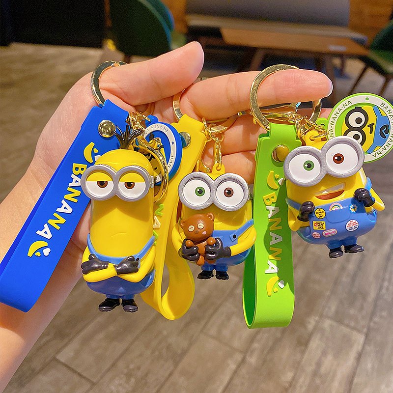 【YAJU!】3D Minions Despicable Me Silicone Cartoon Keychain Cute Key Ring ...