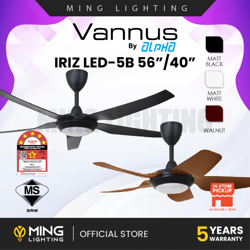 (Sirim) ALPHA VANNUS Ceiling Fan IRIZ 56" 40" LED Remote Control 8+8 ...