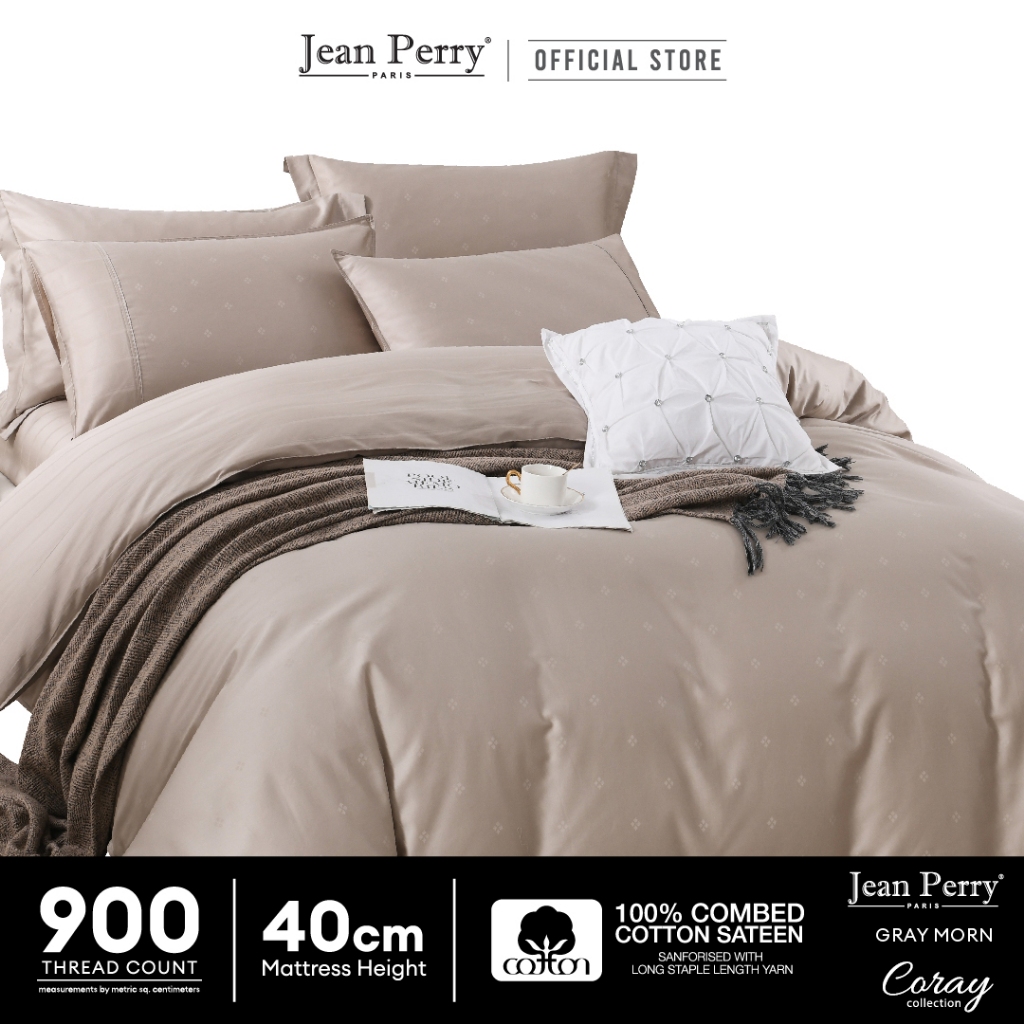 Jean Perry Coray Quilt Cover Set (40cm) - 100% Combed Cotton Sateen ...