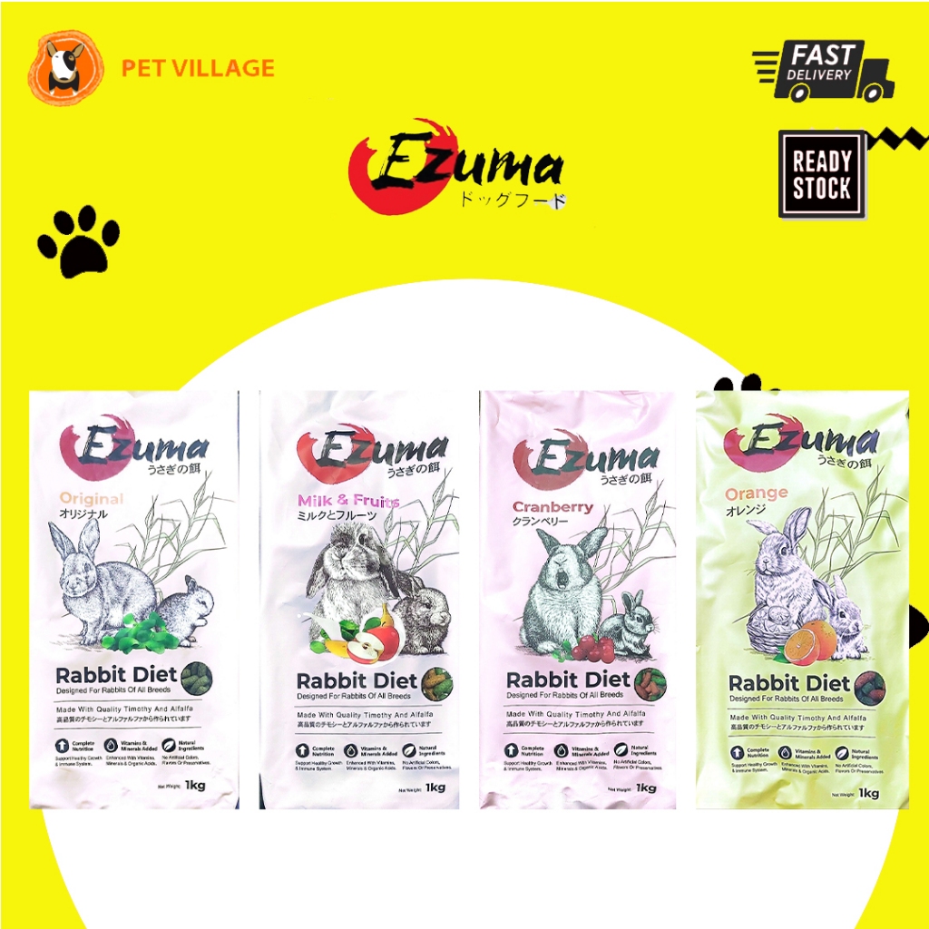 EZUMA Rabbit Diet For Rabbit 1KG - Original/Cranberry/Milk&Fruit/Orange ...