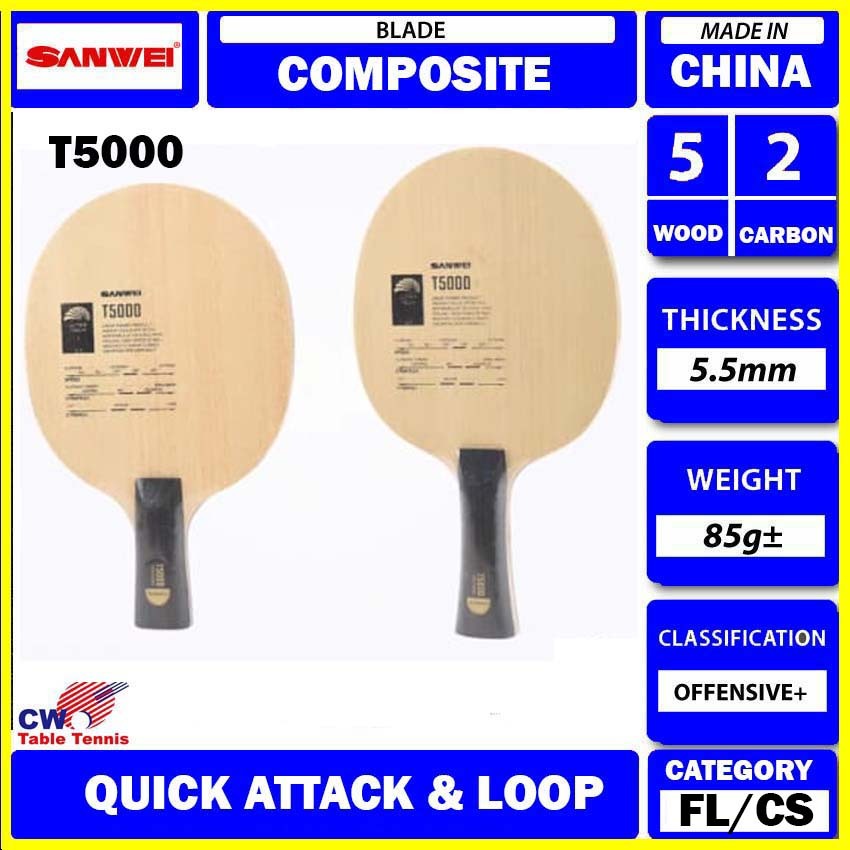 Sanwei Blade T5000 Composite Carbon Blade Table Tennis Bat Paddle ...