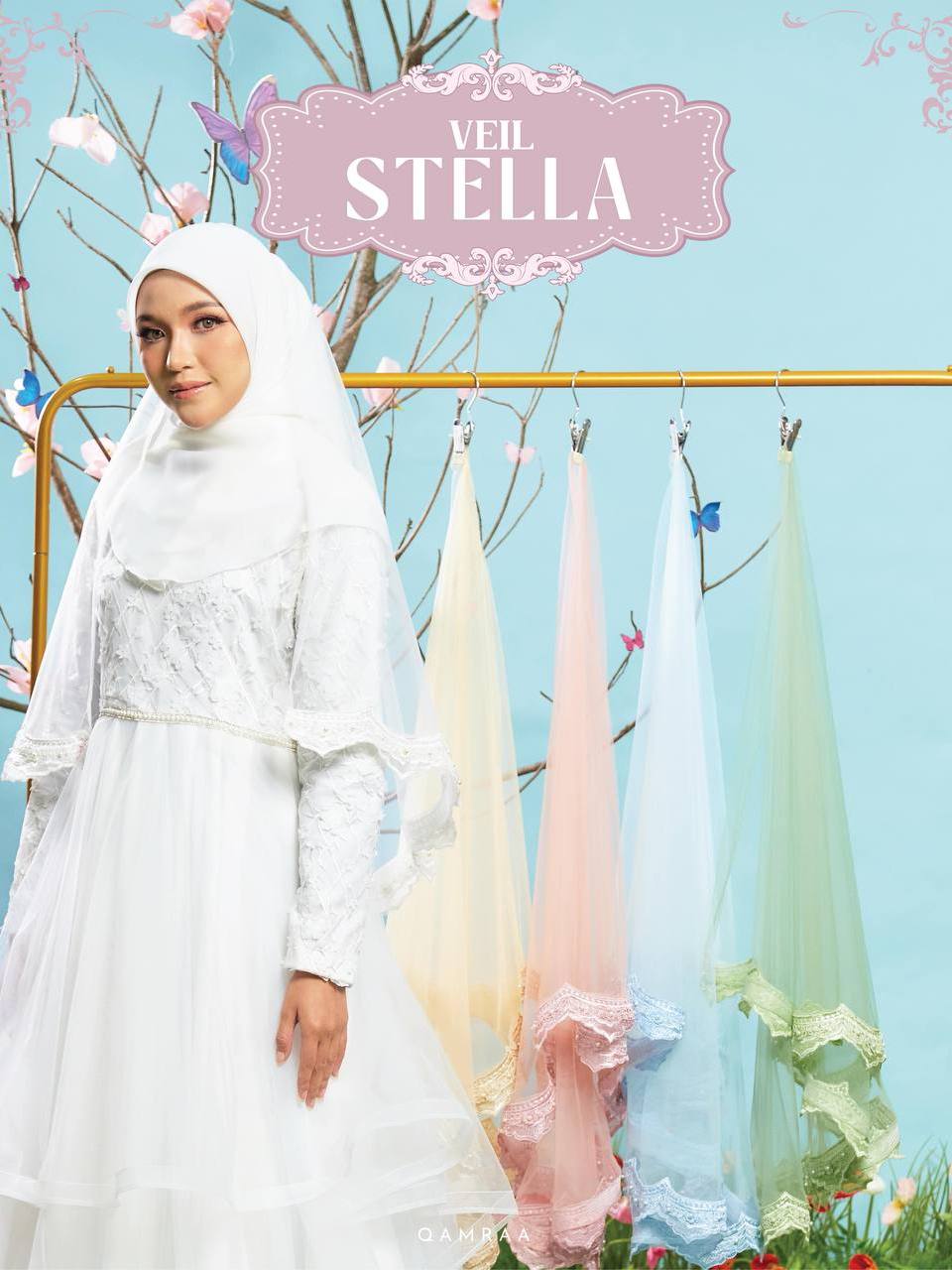 Veil Stella by Qamraa Veil Nikah Tunang Pengantin Bride Lace Offwhite ...