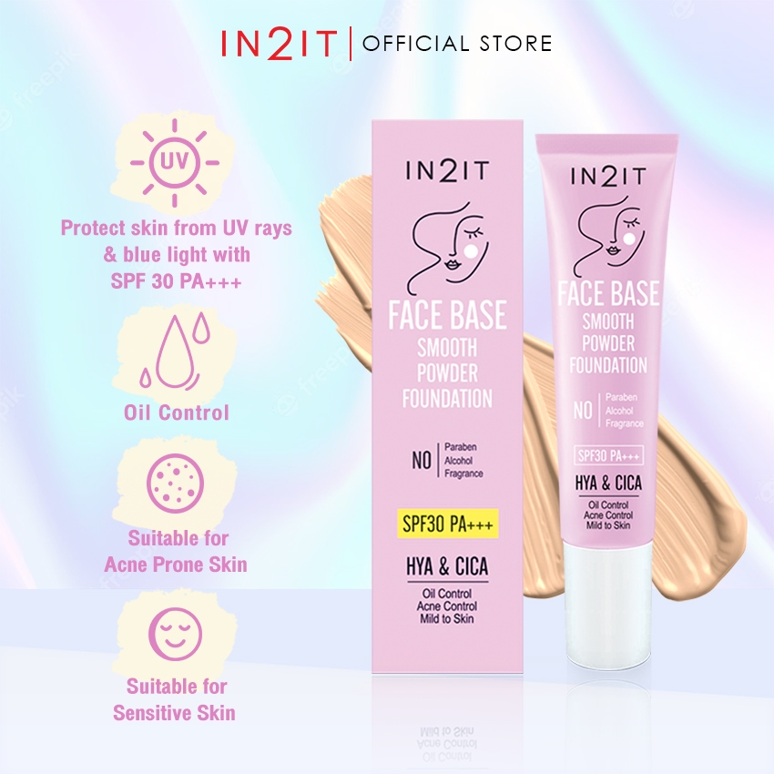 IN2IT HYA-CICA Face Base Smooth Powder Foundation SPF30 PA+++ (15g) BSQ ...