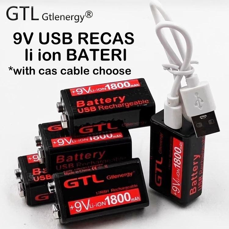 GTL 9V 1000mAh Battery With USB Type C charging Rechargeable Port Li ...
