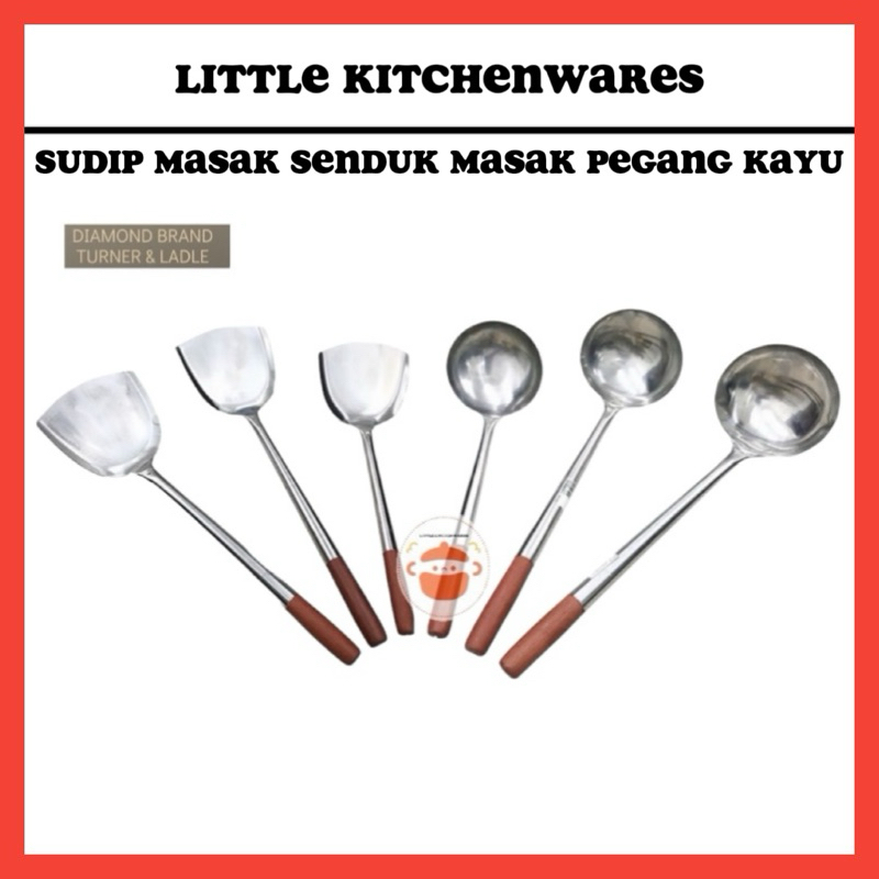 READY STOCK SUDIP MASAK SENDUK MASAK/ PEGANG KAYU/ STAINLESS STEEL ...