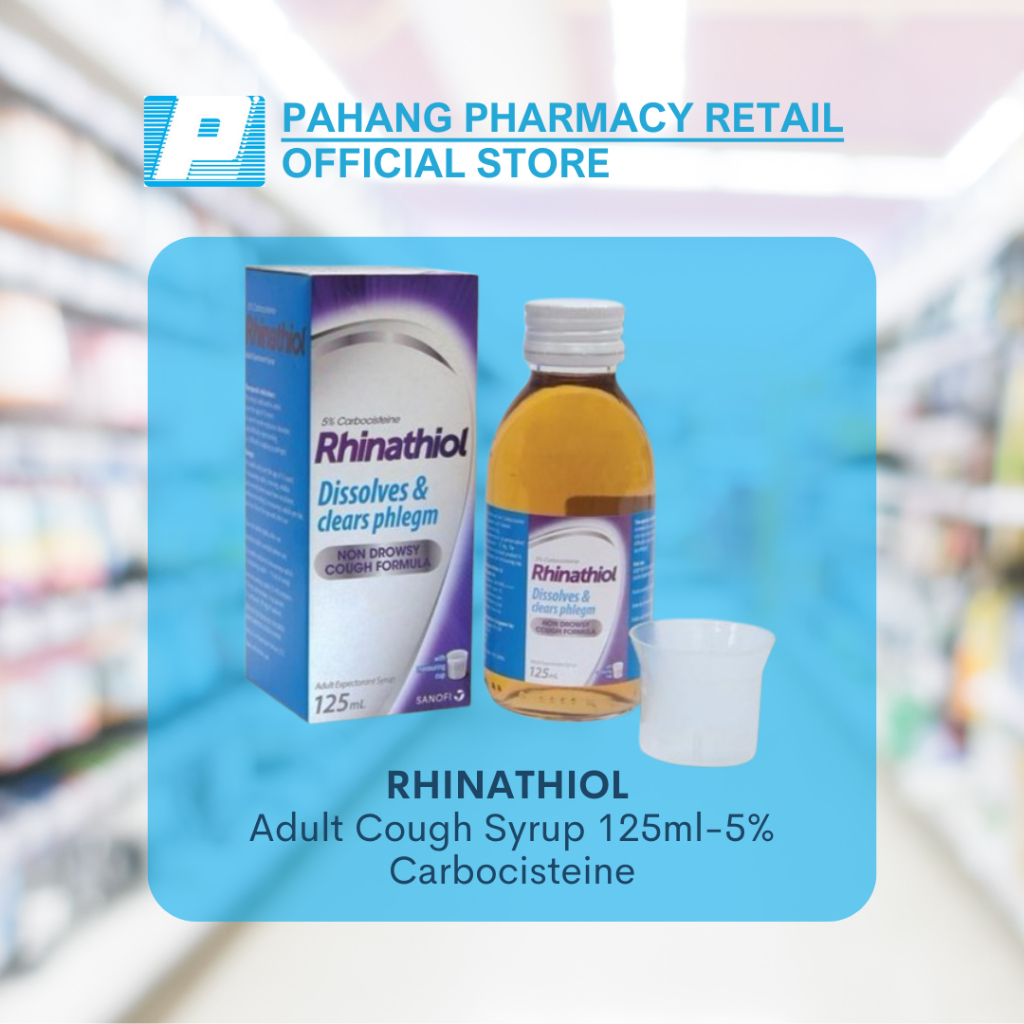 RHINATHIOL Adult Cough Syrup 125ml - 5% Carbocisteine (Non Drowsy Cough ...