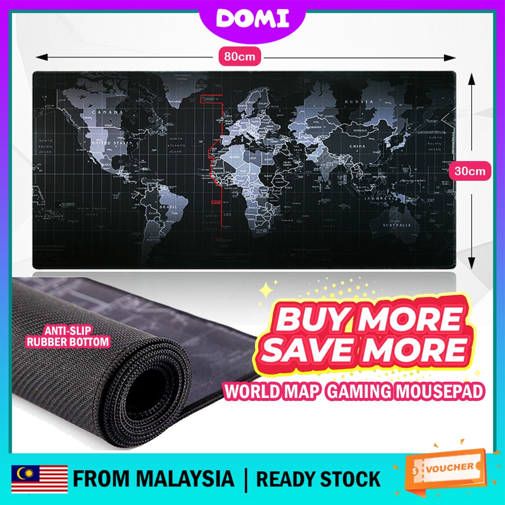 DOMI 80x30cm World Map Mousepad Anti Slip Rubber Bottom Gaming Mouse ...