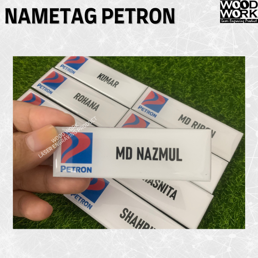 Nametag Petron Epoxy Acrylic 75x25mm WHITE base | Shopee Malaysia