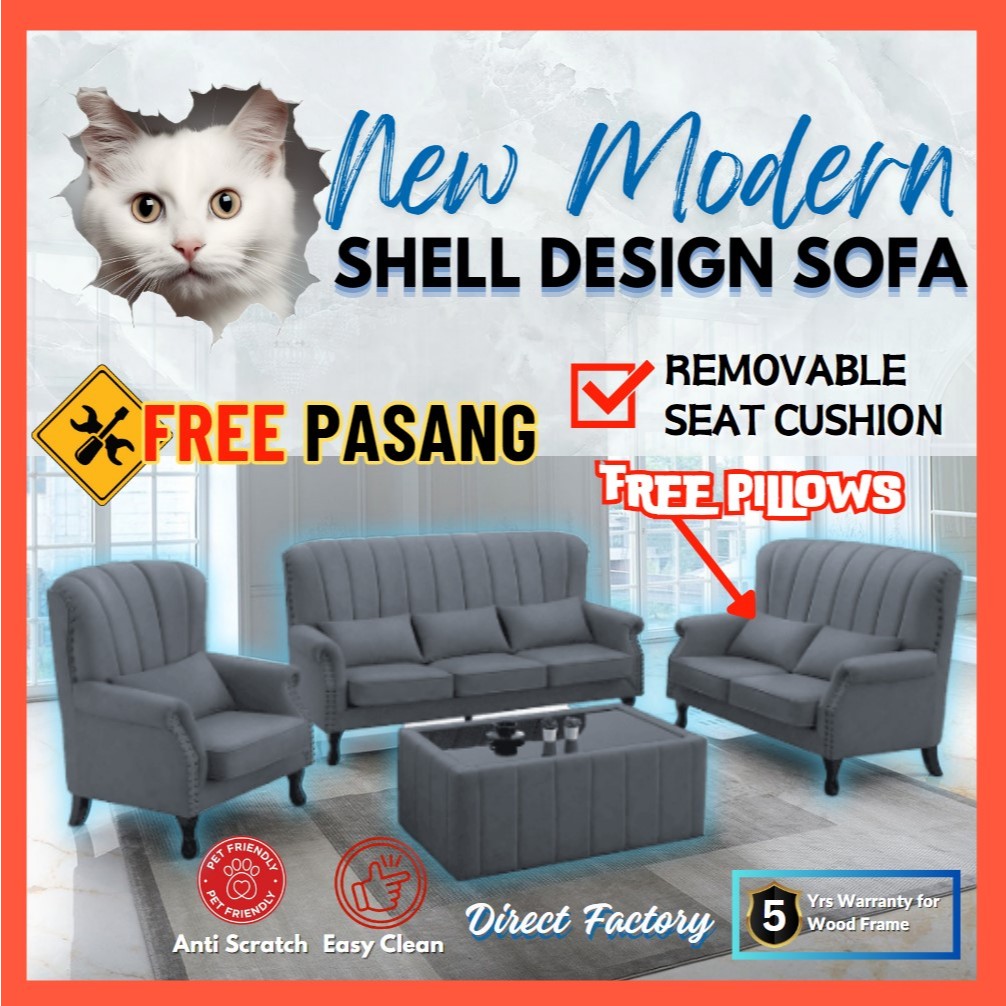 Modern Shell Sofa Set Easy Clean Sofa Anti Scratch Sofa Pets Friendly ...