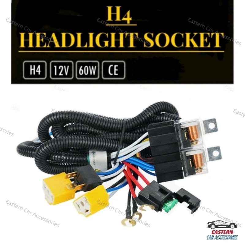 Universal H4 Headlight Socket Relay Headlamp Cable 12V Headlight Wire ...