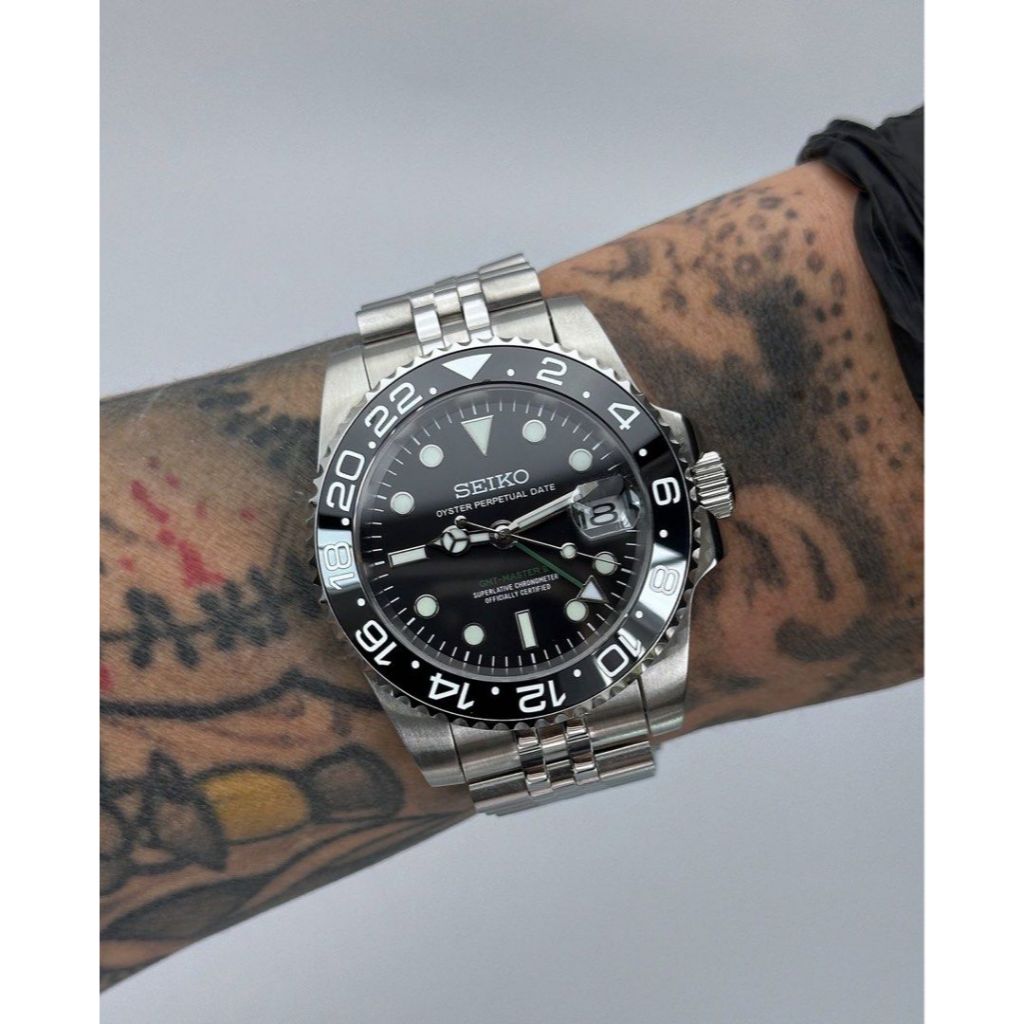 【40mm GMT-Master II Black Ceramic Bezel】 Custom Seiko Mod Automatic ...