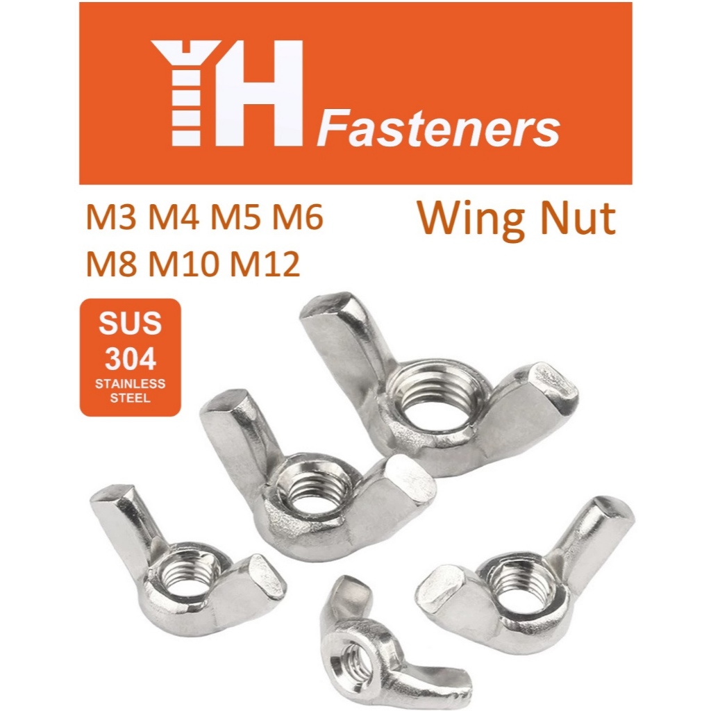 (1 pc) M3 M4 M5 M6 M8 M10 Butterfly Nut Wing Nut 304 Stainless Steel ...