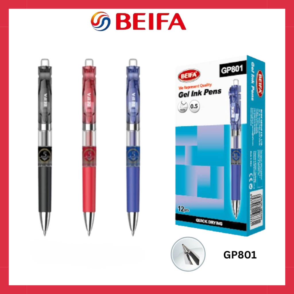 BEIFA (12PCS) Gel Ink Pen 0.38mm For School Office Supplies Stationery ...