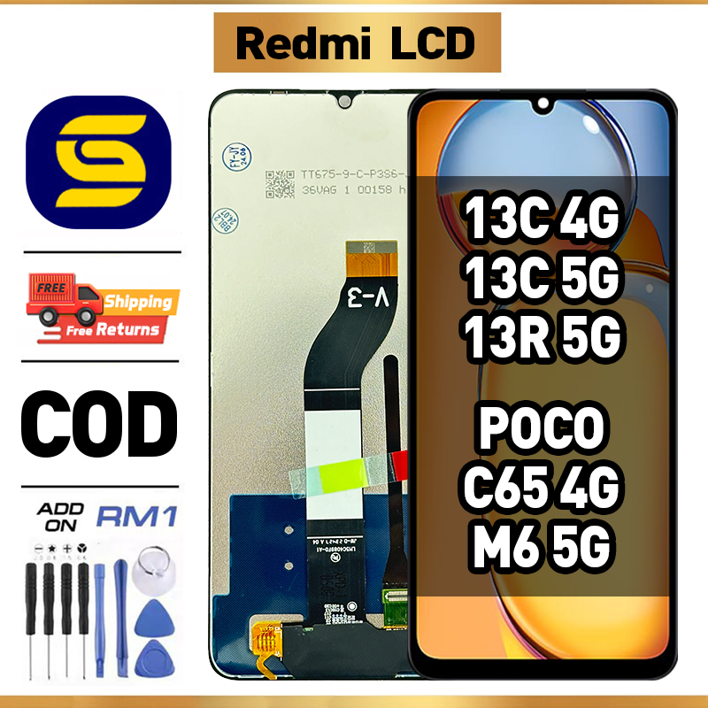 LCD Redmi 13C 4G/ 13C 5G/ 13R 5G/ poco C65 4G/ M6 5G Compatible For Glass Original Touch Screen ...