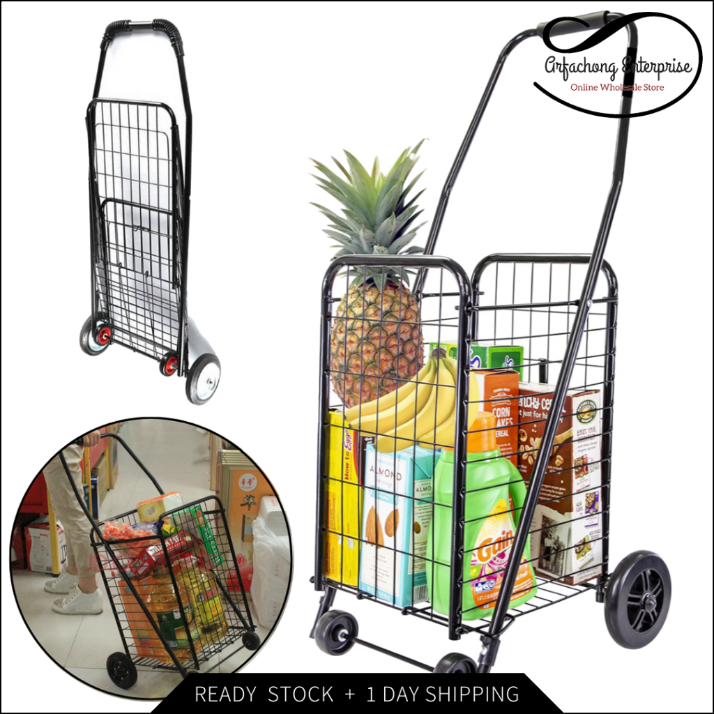 Foldable Shopping Trolley Cart Food Storage Foldable Bags Basket Pasar ...
