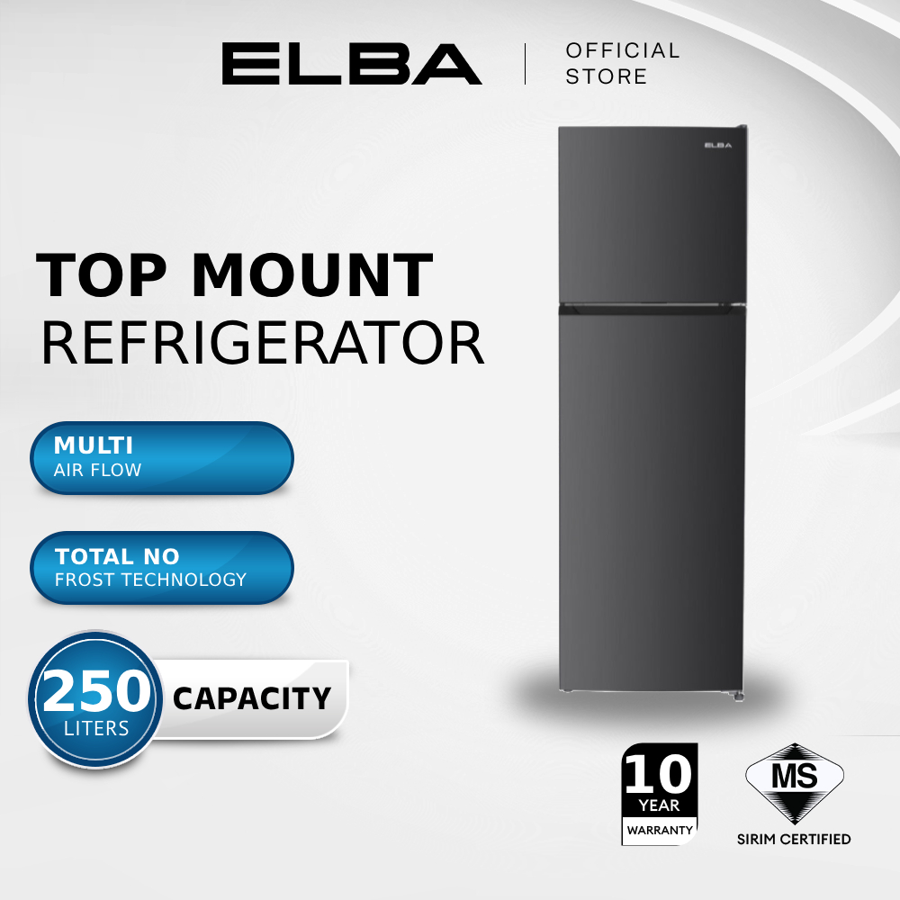 (NEW) ELBA 250L Top Mount Refrigerator ER-Q2638(SV) - Total No Frost ...