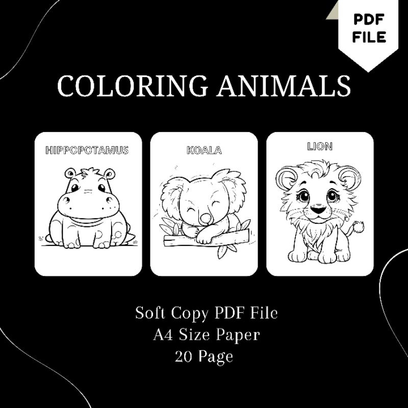 20 Page | Pdf Soft Copy Animal Colour Coloring A4 Size | Shopee Malaysia