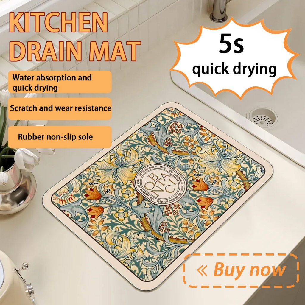 Kitchen Countertop Drain Mat Diatom Mud Absorbent Mat table Dry Mat Cup ...