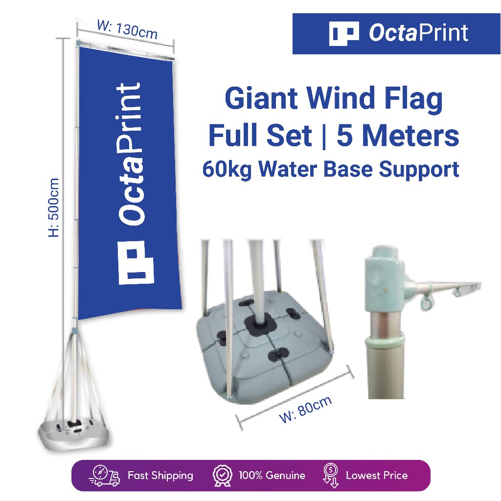 [Ready Stock] Giant Wind Flag / Beach Flag 5M Full Set + Printing (Free ...