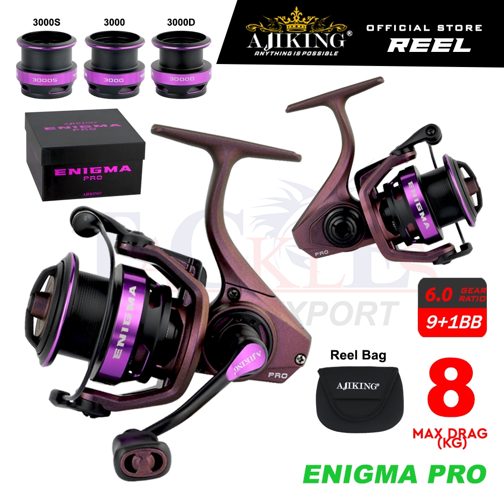 (8kg) Ajiking Enigma Pro 3000 Spinning Fishing Reel 9+1BB Lightweight Mesin Pancing With Spare ...