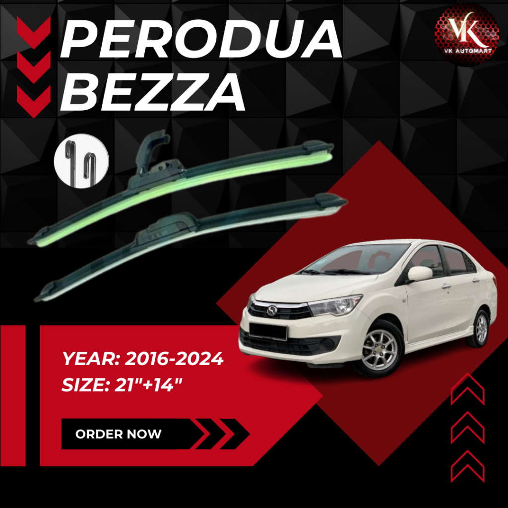 🌧️VK🌧️Silicone Wiper PERODUA BEZZA (2016-2024) NANO TECHNOLOGY WIPER ...