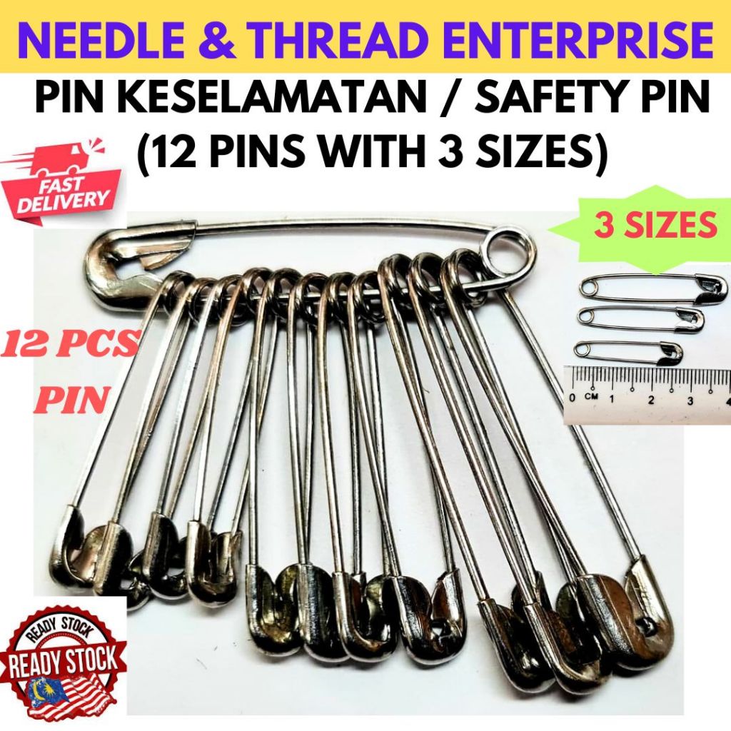 SAFETY PIN (12 PINS WITH 3 SIZES)) / SAFETY PIN (3 SAIZ) / PIN ...