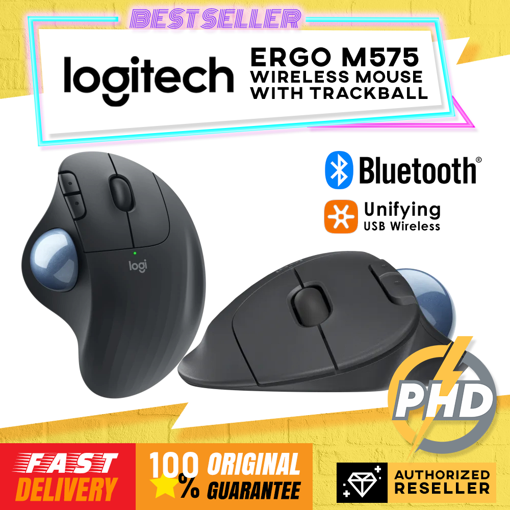 Logitech ERGO M575 Wireless Mouse with Trackball | Ergonomic | Dual ...