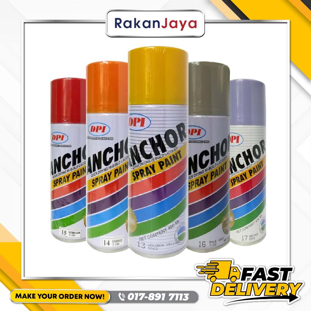 DPI ANCHOR AEROSOL SPRAY PAINT STANDARD COLOURS QUICK DRYING 400ML ...