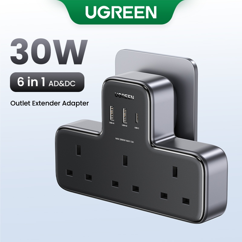UGREEN Extension Socket Wall Plug / PD30W USB-A USB-C Type A Type C ...