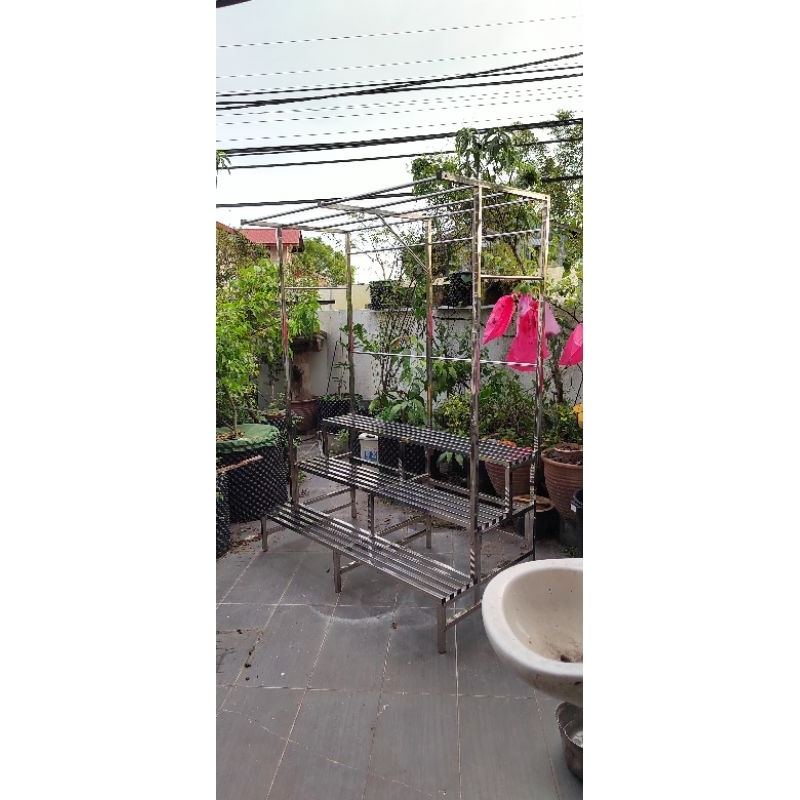 (Malaysia Ready Stock)SUS304 Roof hanger type Flower rack bunga 3layer ...