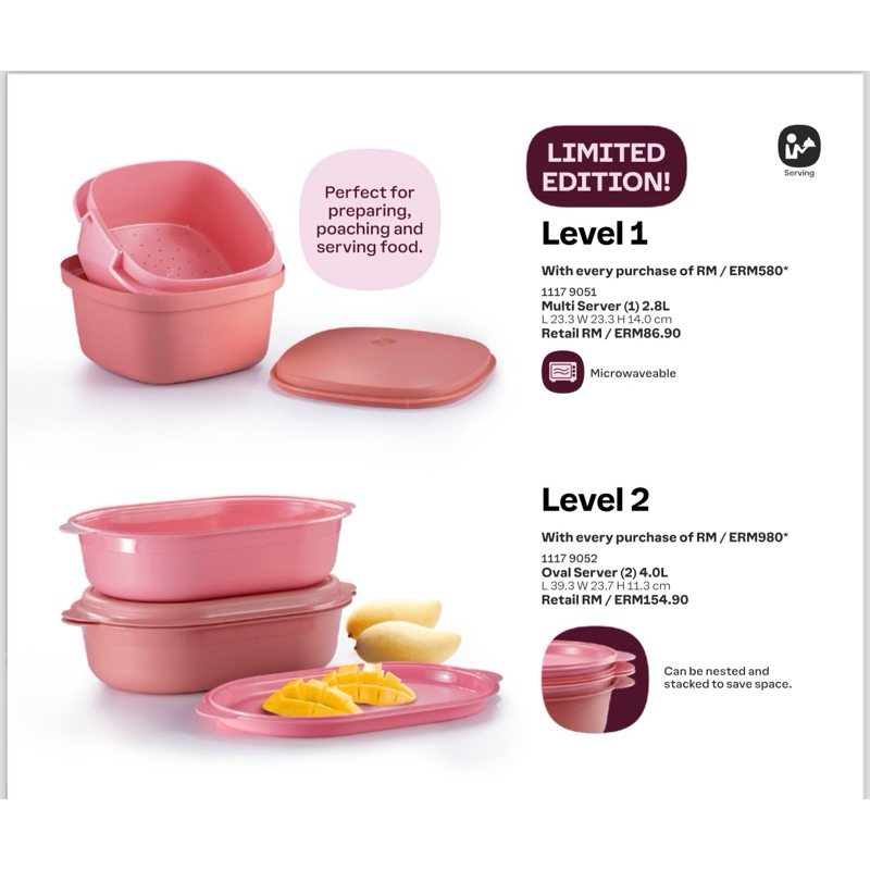 Tupperware Multi Server 2.8L / Oval Server 4.0L | Shopee Malaysia