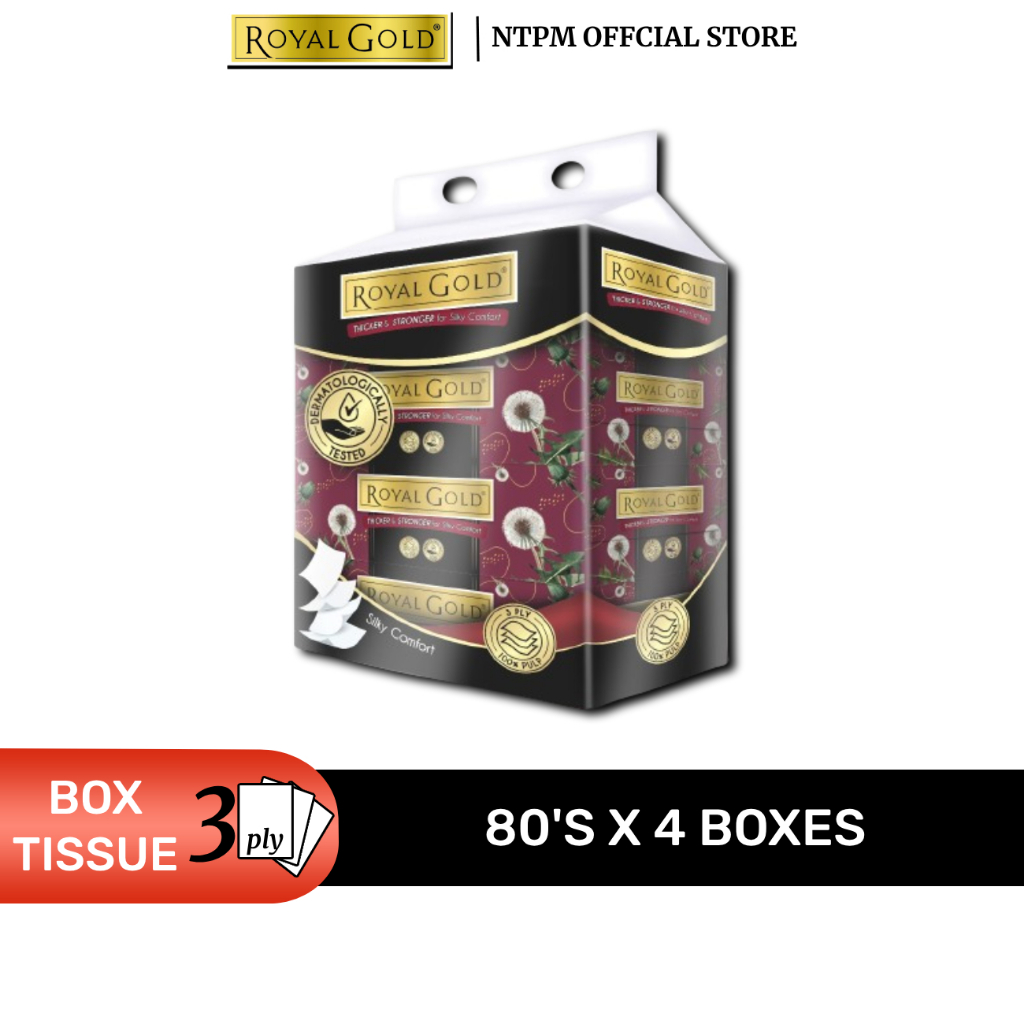 Royal Gold Luxurious (White) Box Facial Tissue 3 PLY (80's x 4 ...
