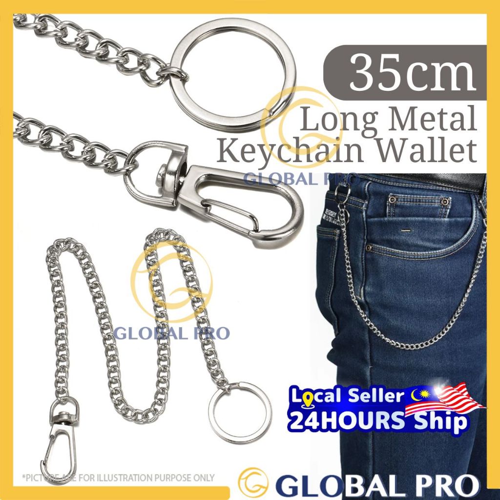 35cm Long Metal Keyring Silver Keychain Chain Hipster Pant Jean Key ...