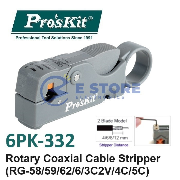 Pro'sKit 6PK-332 Rotary Coaxial Cable Stripper (RG-58/59/62/6/3C2V/4C ...
